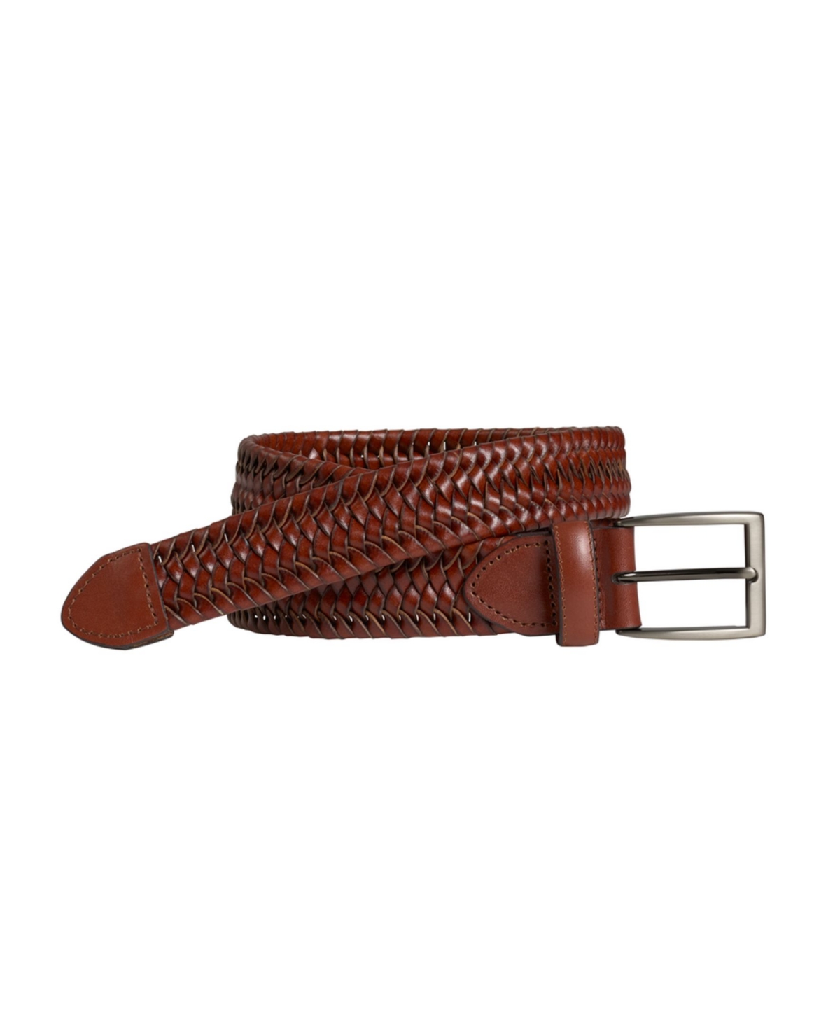 Click here for Johnston & Murphy Mens Leather Braided Belt - Cogn... prices