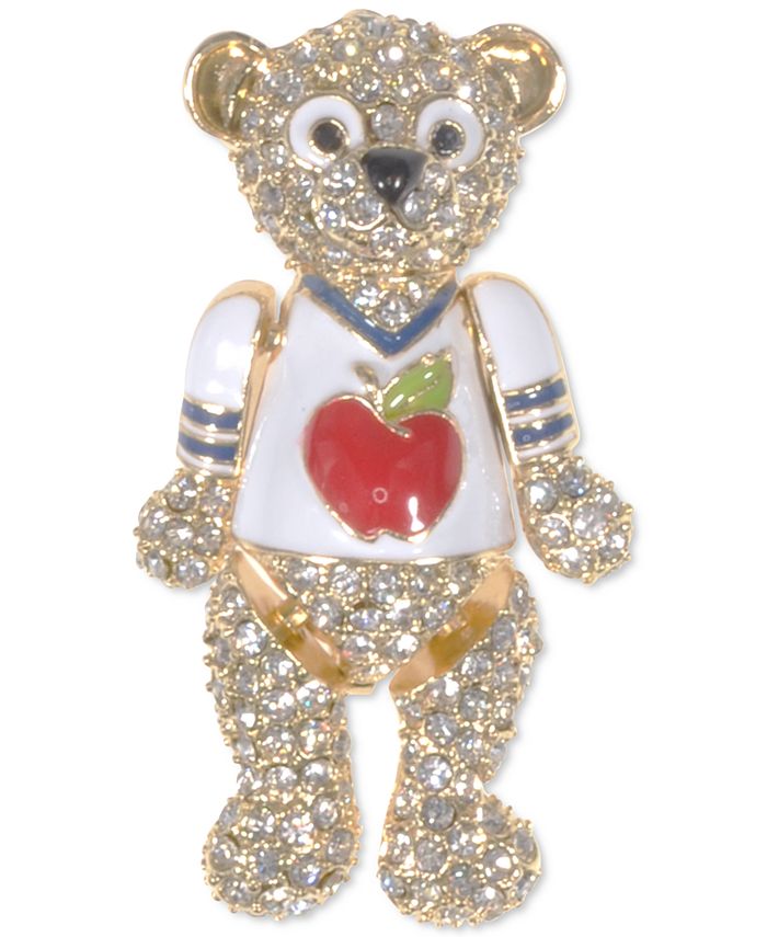 Charter Club Gold-Tone Crystal Bear Apple Pin, Created for Macy's - Macy's