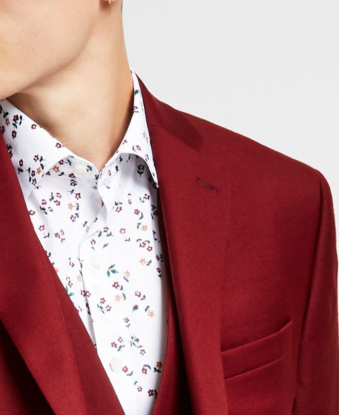 Bar III Men's Slim-Fit Red Solid Suit Jacket, Created for Macy's ...
