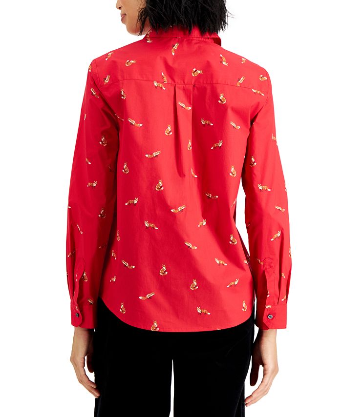 Charter Club Cotton Fox-Print Shirt, Created for Macy's - Macy's