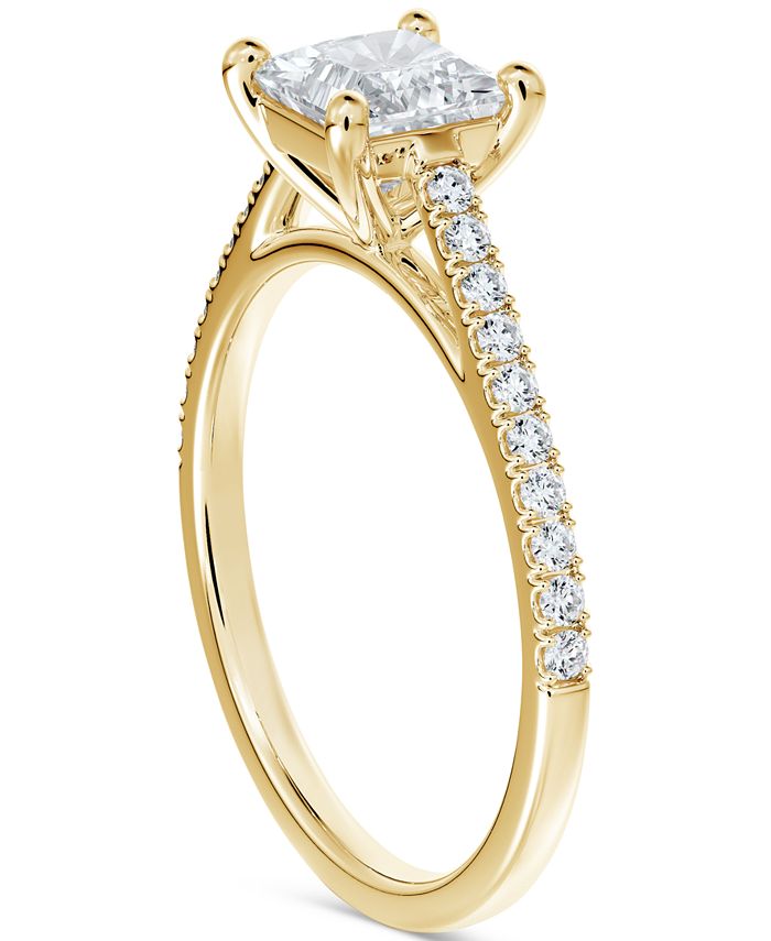 De Beers Forevermark Diamond Princess-Cut Cathedral Solitaire & Pavé ...