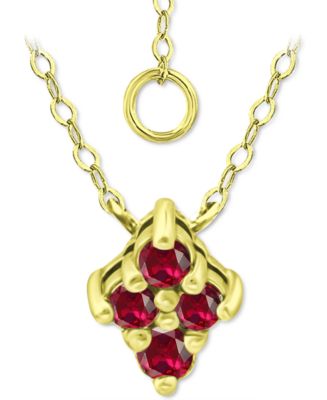 Giani Bernini Lab-Grown Ruby Cluster Pendant Necklace, 16" + 2 ...
