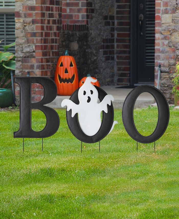 Glitzhome 30" H Halloween Metal Ghost BOO Yard Stake or Hanging Decor ...