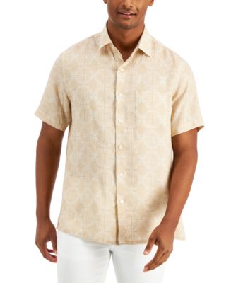 Club Room Men's Printed Linen Shirt, Created for Macy's - Macy's
