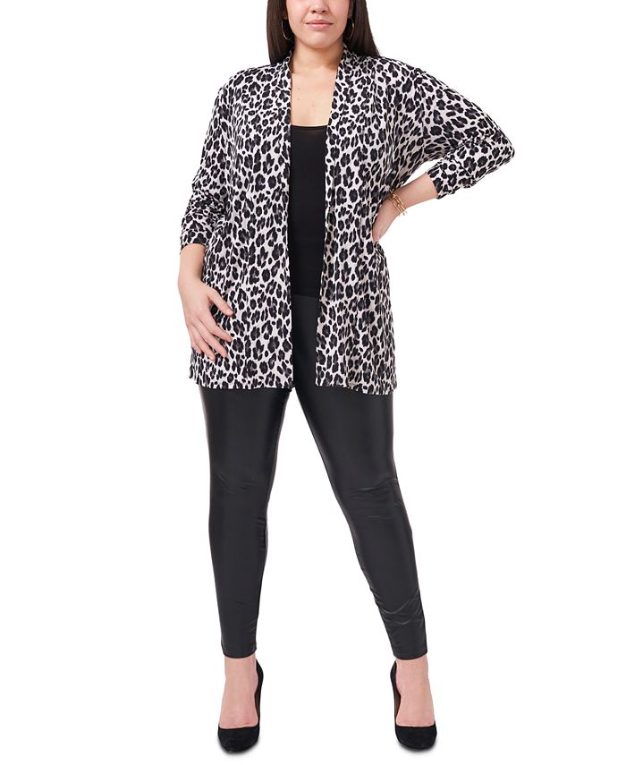 Vince Camuto Plus Size Leopard-Print Cardigan - Macy's