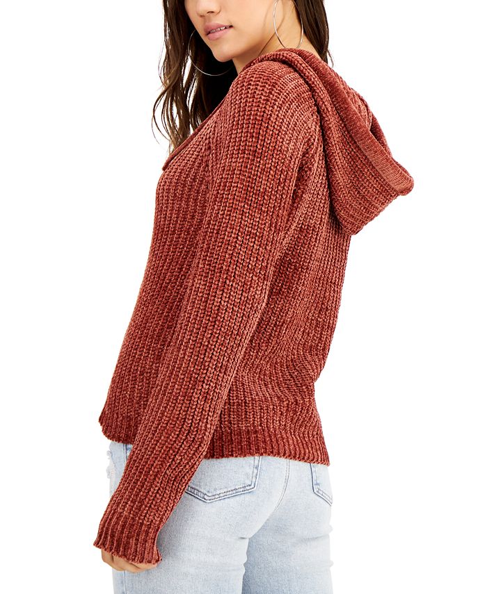 Planet Gold Juniors' Lace-Up Chenille Hoodie - Macy's
