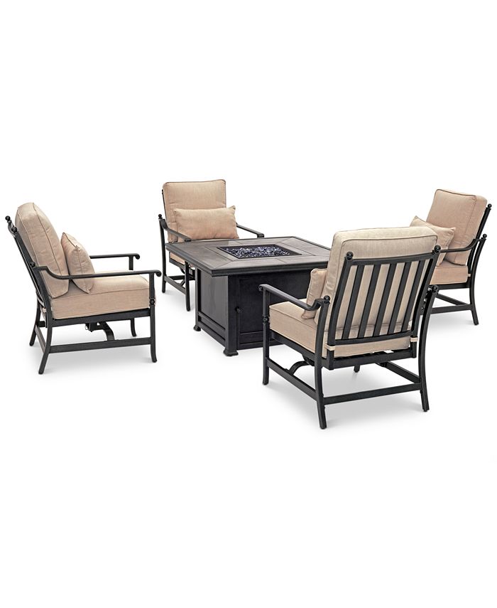 Agio CLOSEOUT! Amsterdam Outdoor 5-Pc. Chat Set (1 Fire Pit & 4 Rocker ...