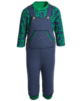 First Impressions Baby Boys 2-Pc. Dino-Print T-Shirt & Quilted Overalls Set, Created for Macy's ...