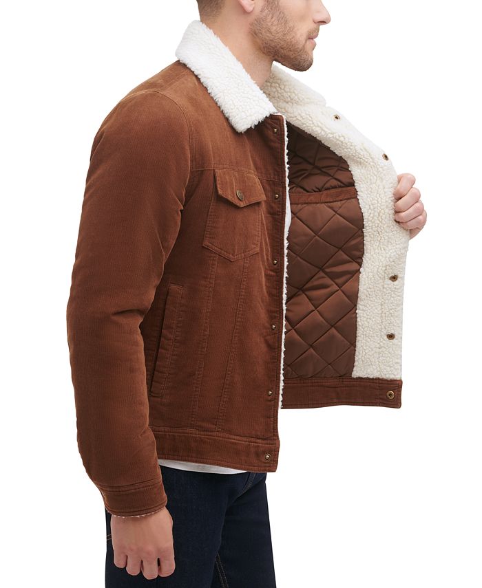 GUESS Men's Corduroy Bomber Jacket with Sherpa Collar & Reviews - Coats ...