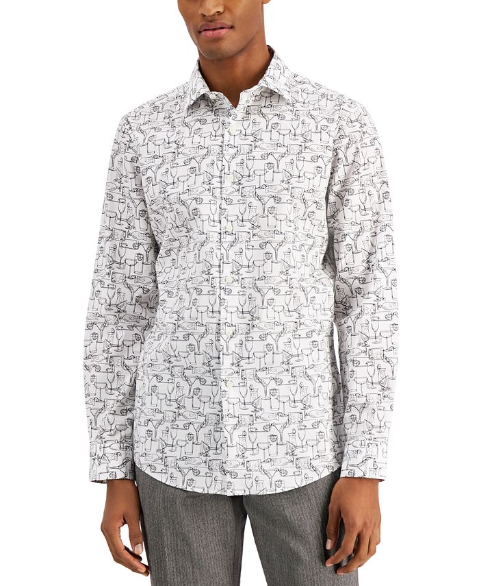 Bar III Men's Slim-Fit Performance Stretch Printed Dress Shirt, Created ...