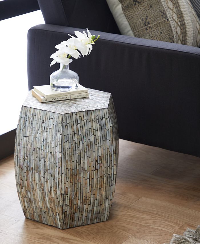 Rosemary Lane Barrel-Shaped Shell Side Table - Macy's