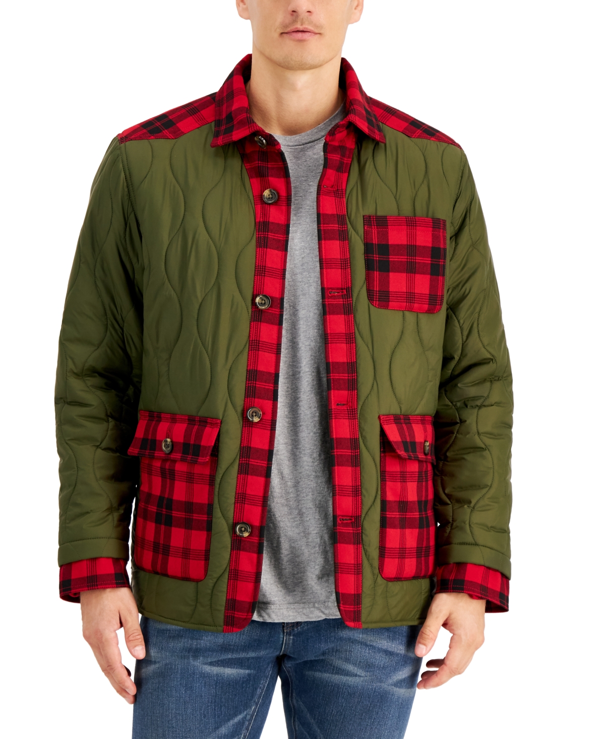 Club Room Men's Mixed Media Quilted Jacket, Created For Macy's In New ...