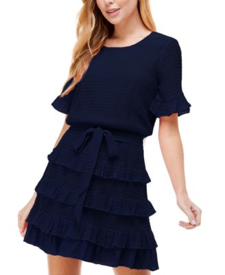 City Studios Juniors' Ruffled Tier Fit & Flare Dress - Macy's