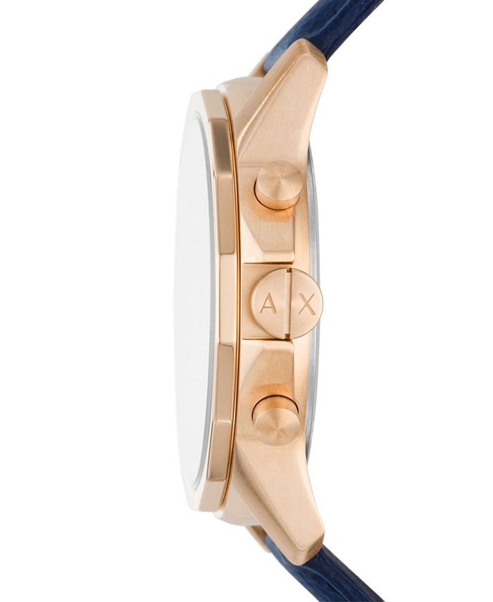 A|X Armani Exchange Men's Chronograph Blue Leather Strap Watch 44mm ...