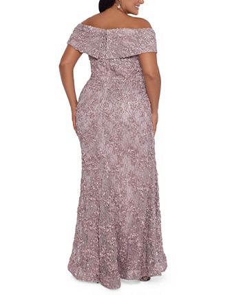XSCAPE Plus Size Embellished Lace Off-The-Shoulder Gown & Reviews ...