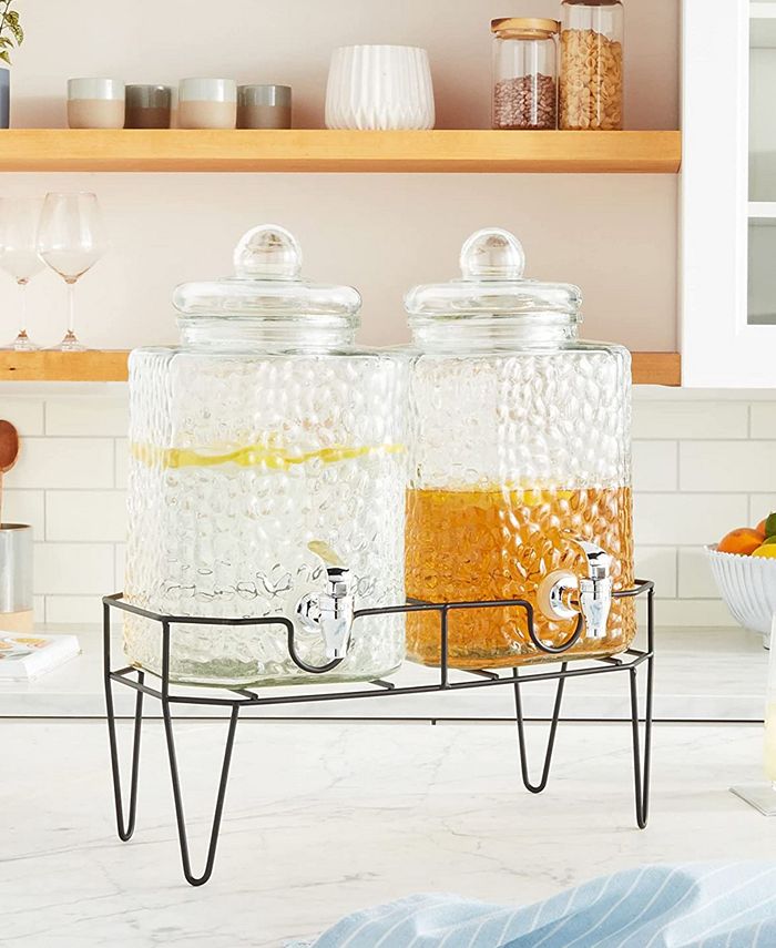Style Setter 1.5 Gallon Glass Beverage Drink Dispenser with Metal Stand ...