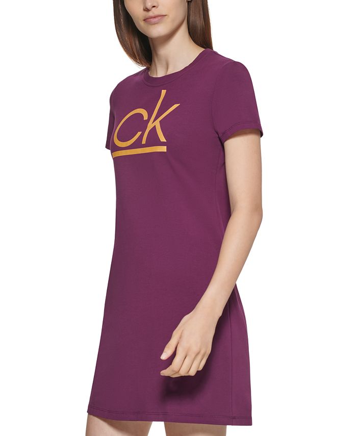 Calvin Klein Cotton CK Metallic Logo T-Shirt Sheath Dress - Macy's