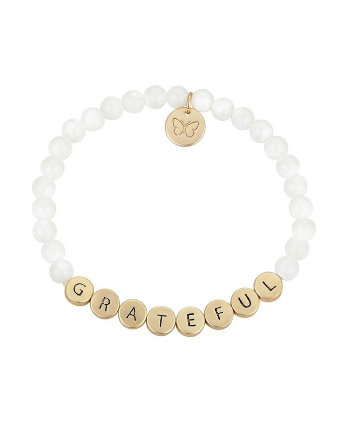 Unwritten Gold Flash Plated "Grateful" Genuine Stone Stretch Bracelet ...