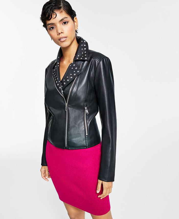 Bar III Studded Faux-Leather Jacket, Created for Macy's - Macy's