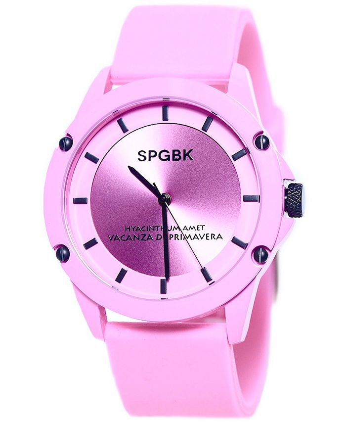 SPGBK Watches Unisex Hillendale Pink Silicone Band Watch 44mm - Macy's
