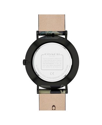 COACH Men's Charles Green Printed Leather Strap Watch 41mm & Reviews ...