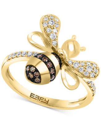 EFFY® Espresso & White Diamond Bee Ring (1/3 ct. t.w.) in 14k Gold - Macy's