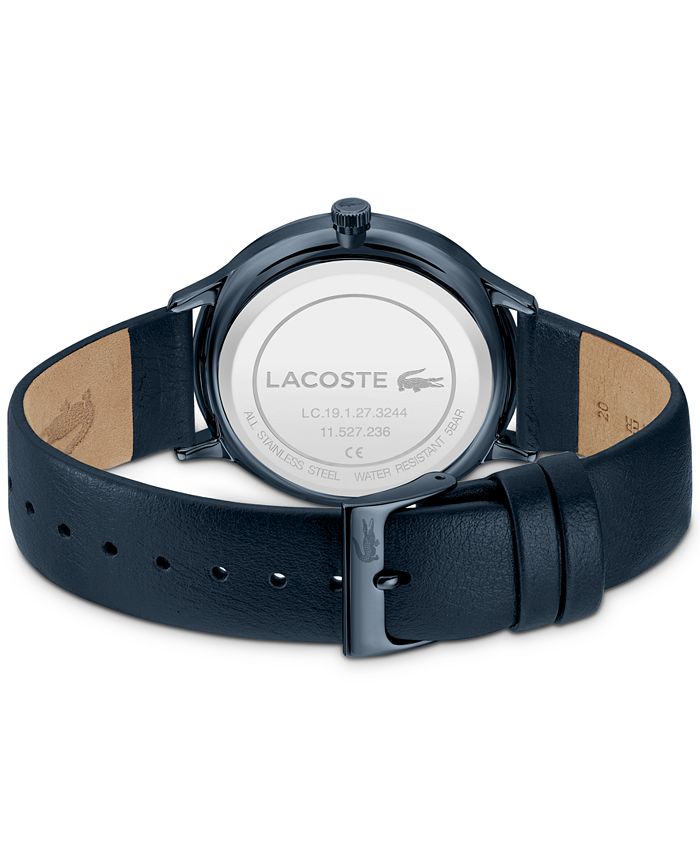 Lacoste Men's Lacoste Club Blue Leather Strap Watch 42mm - Macy's