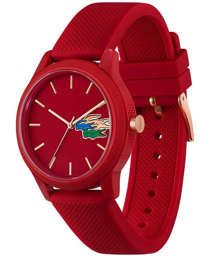 Lacoste Unisex Lacoste L.12.12 Red Silicone Strap Watch 36mm - Macy's