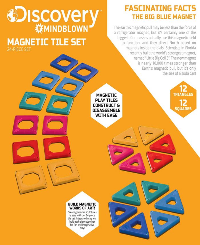 Discovery #MINDBLOWN Discovery Kids 24-Piece Magnetic Building Tiles ...
