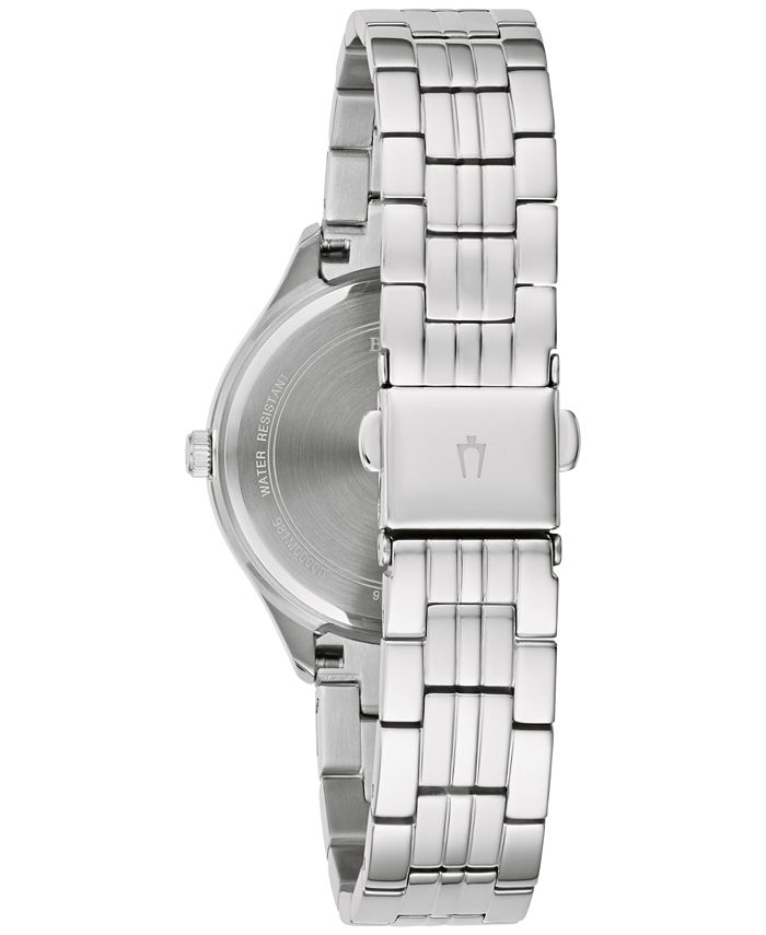 Bulova Women's Embellished Silver-Tone Stainless Steel Bracelet Watch ...