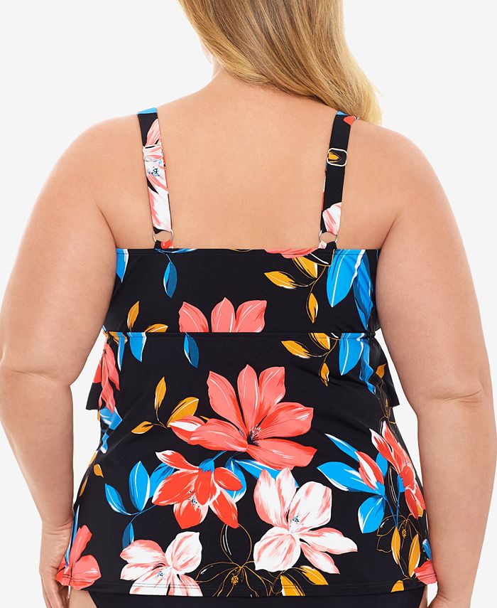 Swim Solutions Plus Size Triple Tier Tankini Top Created For Macys