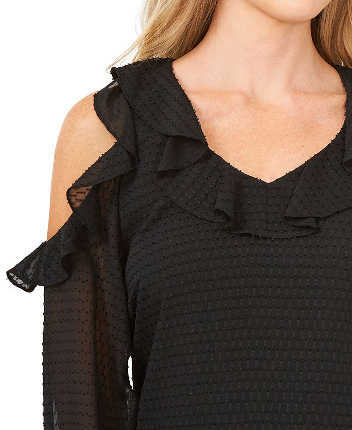 Cece Womens Long Sleeve Ruffled Cold Shoulder Blouse And Reviews Tops