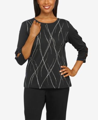 Women's Missy Casual Approach Swirl Embellished Top - Macy's