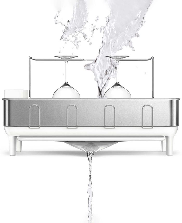 simplehuman Kitchen Dish Drying Rack with Swivel Spout, Fingerprint ...