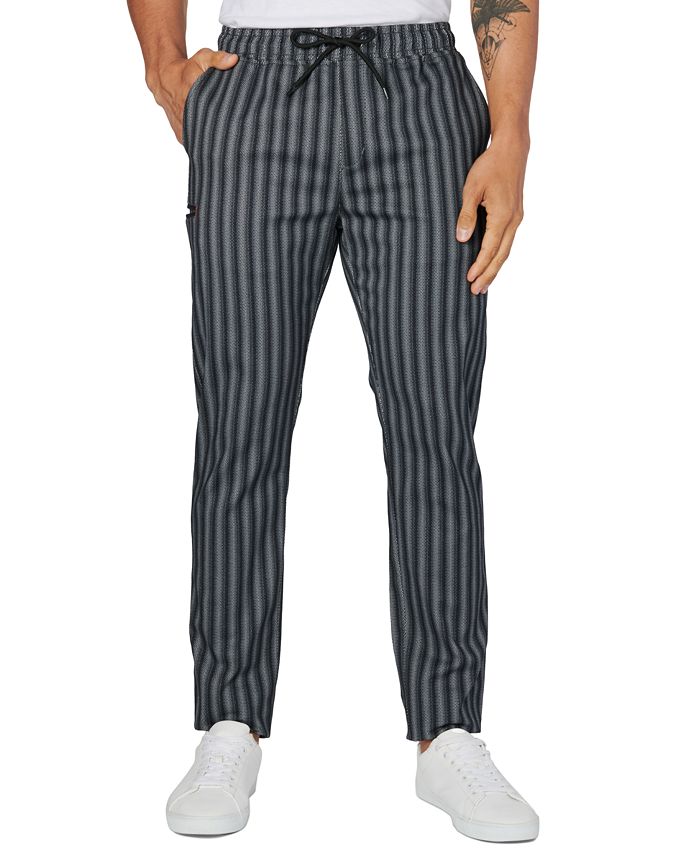 Tallia Men's Slim-Straight Fit Stretch Zig-Zag Stripe Drawstring Pants ...