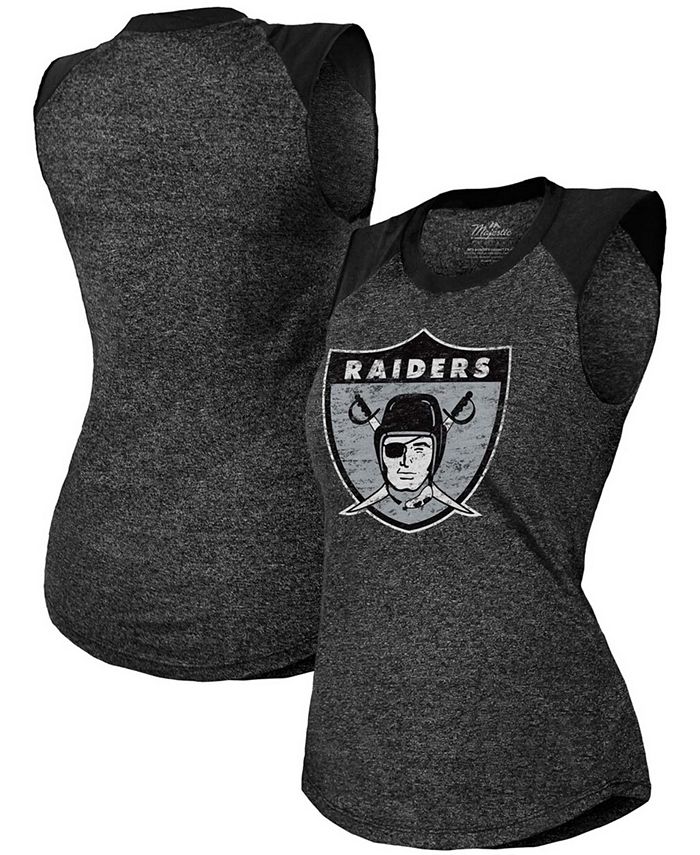 Majestic Women's Black Las Vegas Raiders Retro Tri-Blend Raglan Muscle ...