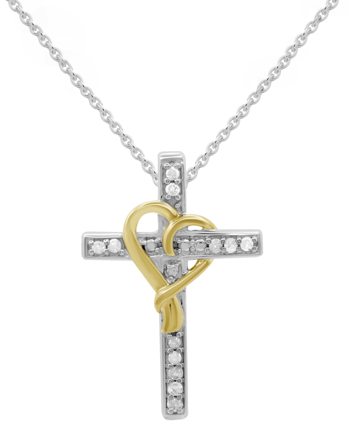 Click here for Diamond Cross & Heart 18 Pendant Necklace (1/10 ct... prices