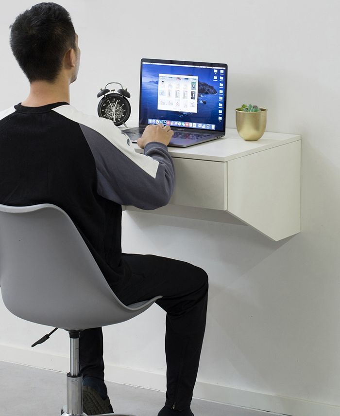 Basicwise Wall Mounted Office Computer Desk with Drawer - Macy's