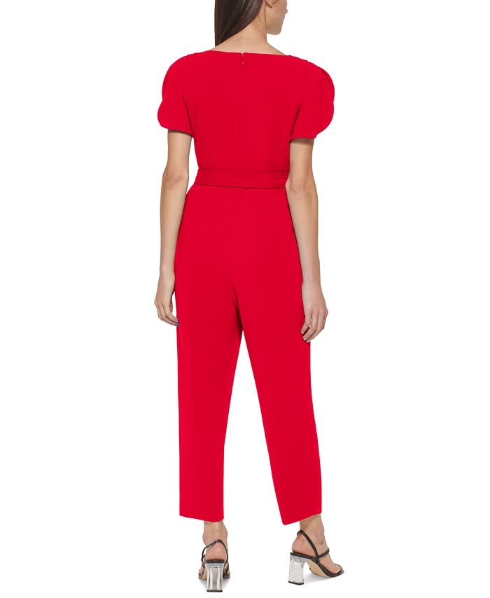 Calvin Klein Tulip-Sleeve Cropped Jumpsuit - Macy's