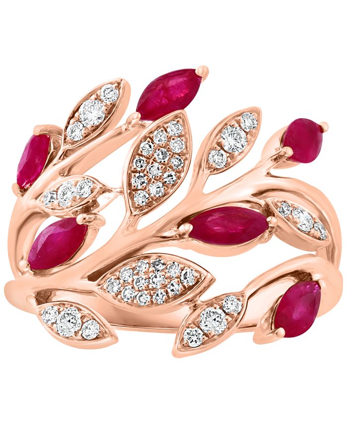 EFFY Collection EFFY® Ruby (7/8 ct. t.w.) & Diamond (1/4 ct. t.w.) Vine ...
