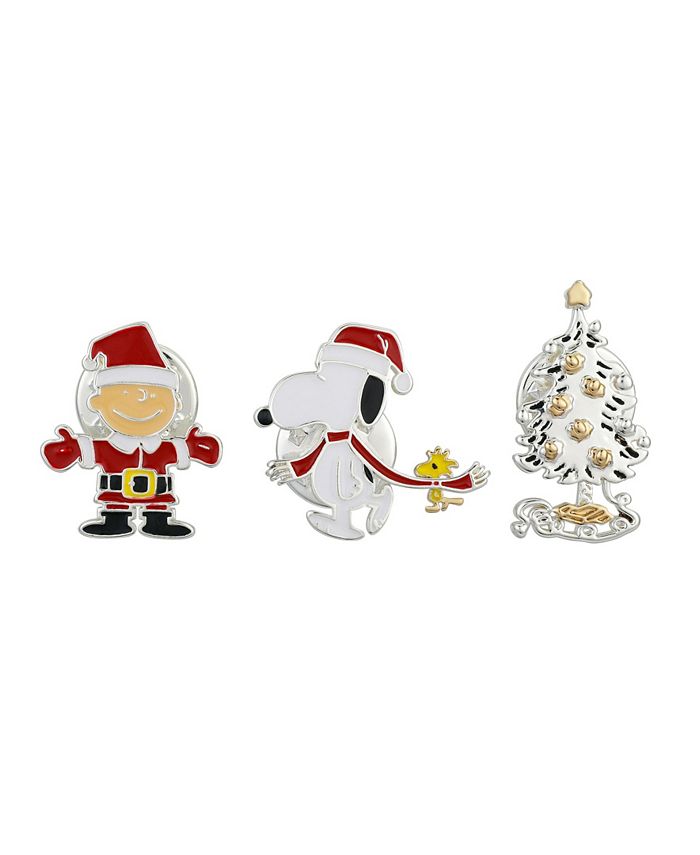 Peanuts Fine Silver Plated Holiday Gang Lapel Pin Set, 3 Piece - Macy's