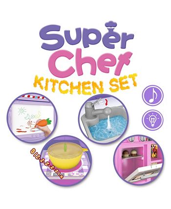 Toy Chef Pretend Play with Magnetic Magic Erase Board Kitchen Set, 46 ...