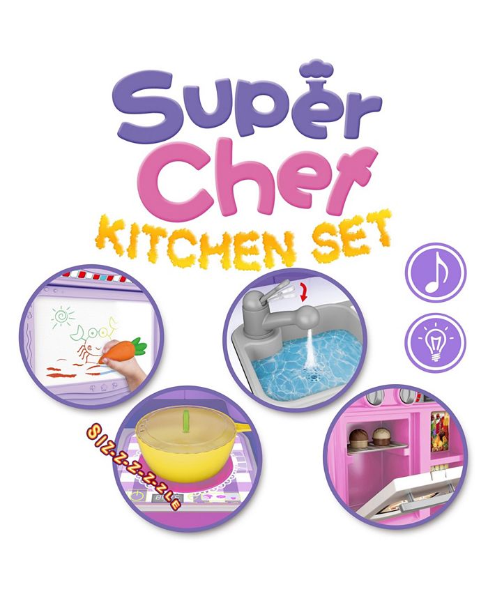 Toy Chef Pretend Play with Magnetic Magic Erase Board Kitchen Set, 46 ...