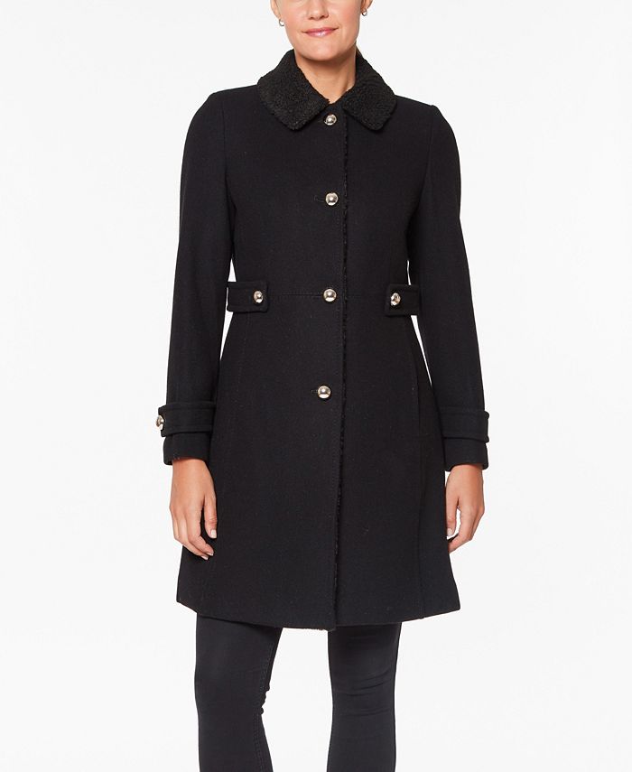 kate spade new york Single Breasted Trimmed Wool Coat - Macy's