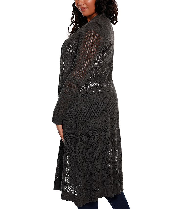 Belldini Plus Size Pointelle-Stitch Duster Cardigan - Macy's