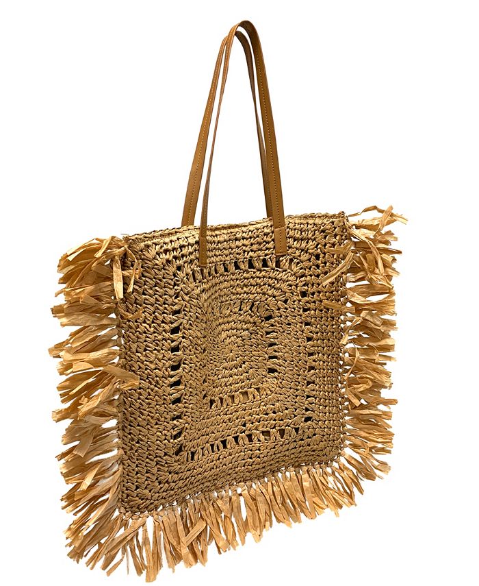 La Regale Ocean Macrame Granny Square with Fringe Tote - Macy's