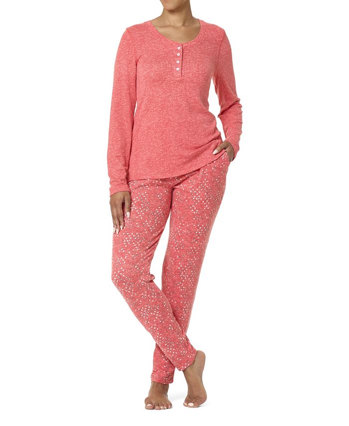 Hue Women's Square Geo Henley Ribbed Pajama Set - Macy's