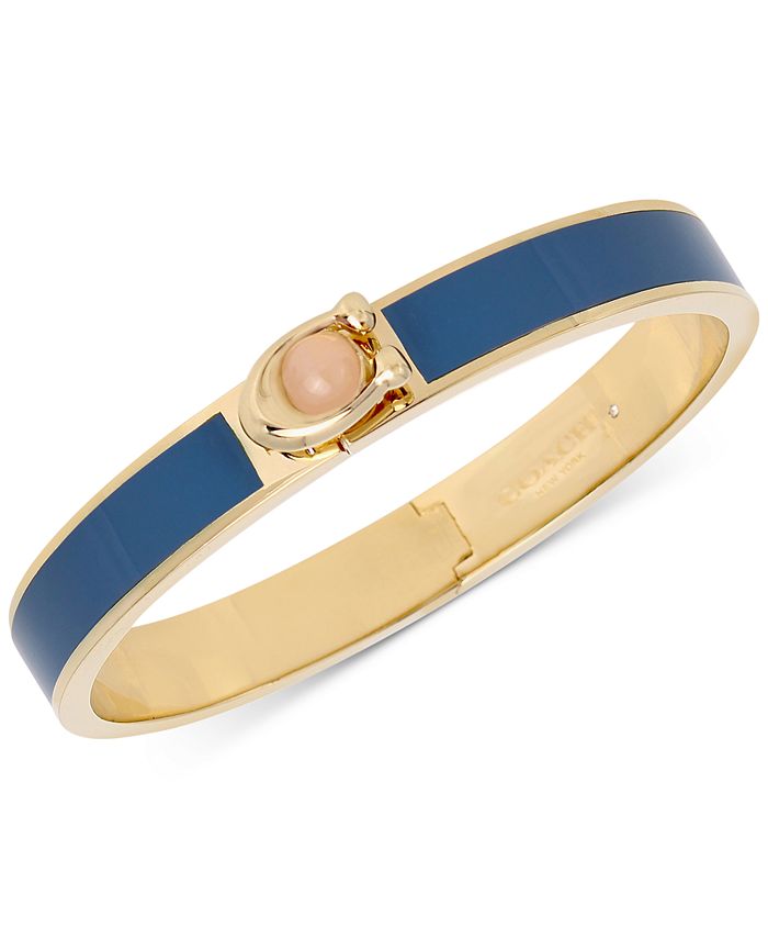 COACH Gold-Tone Signature C & Gemstone Colored Bangle Bracelet - Macy's