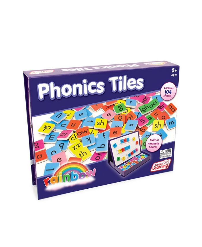 Junior Learning Rainbow Phonics Tiles with Built-in Magnetic Board Educational Learning Set, 106 ...