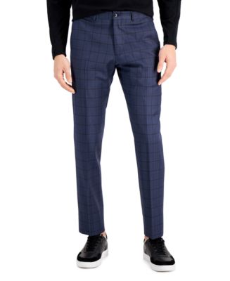 A|X Armani Exchange Men's Slim-Fit Navy Large Windowpane Wool Suit ...